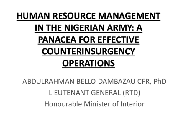(PPT) HUMAN RESOURCE MANAGEMENT IN THE NIGERIAN ARMY-