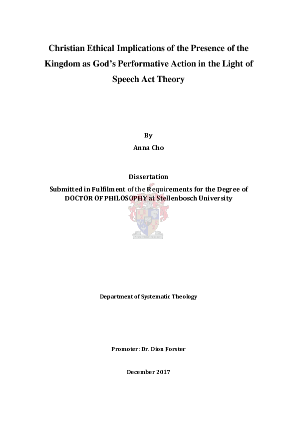 (PDF) Christian Ethical Implications of the Presence of the Kingdom as ...