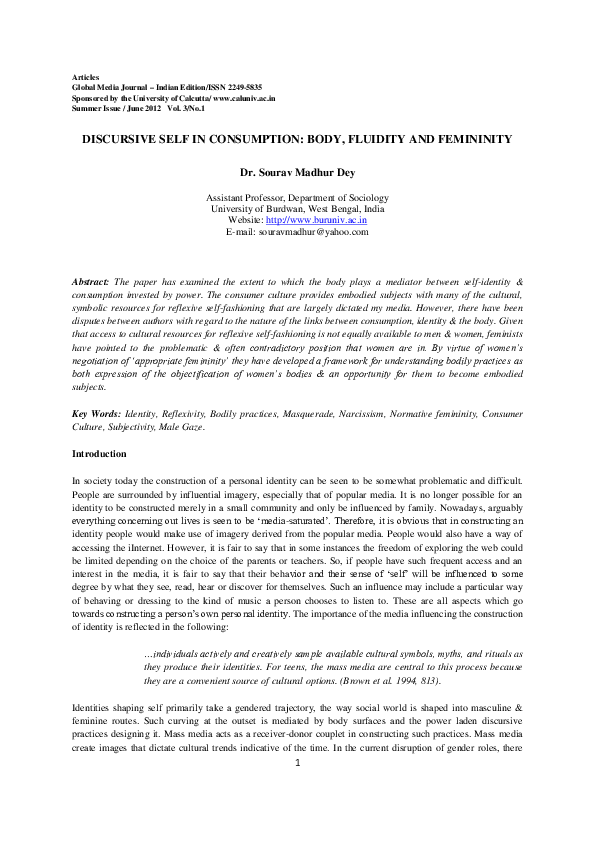 (PDF) DISCURSIVE SELF IN CONSUMPTION: BODY, FLUIDITY AND FEMININITY ...