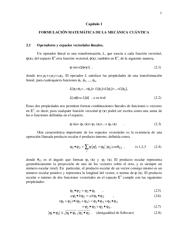 (PDF) Formulacion matematica de la mecanica cuantica