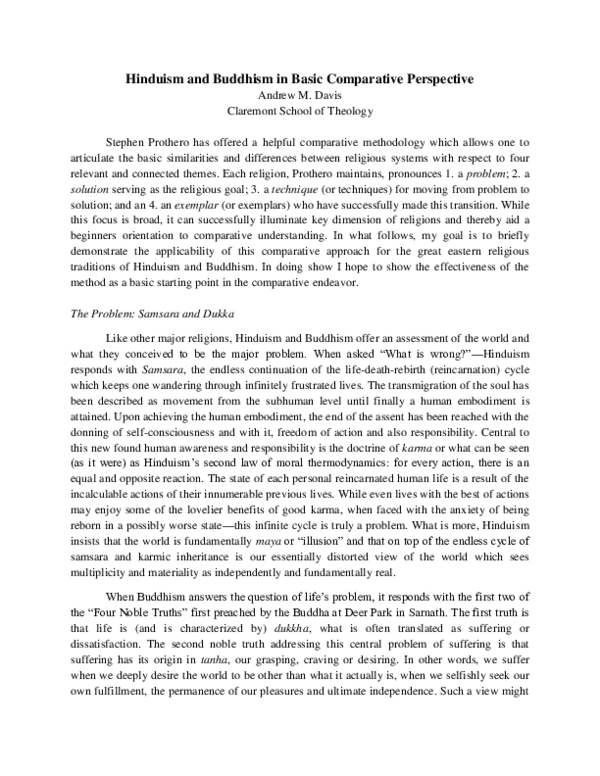 (DOC) Hinduism and Buddhism in Basic Comparative Perspective