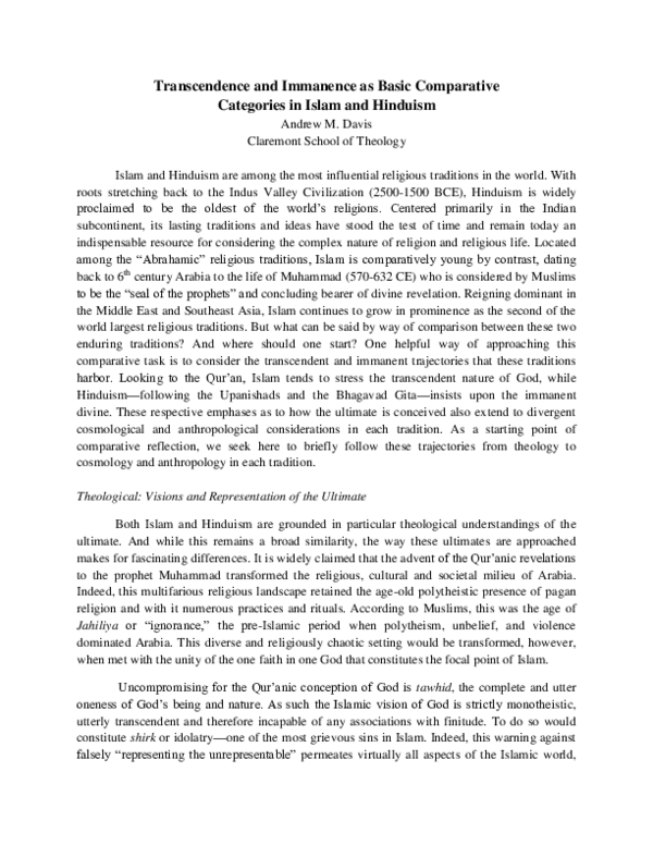(DOC) Transcendence and Immanence as Basic Comparative Categories in ...