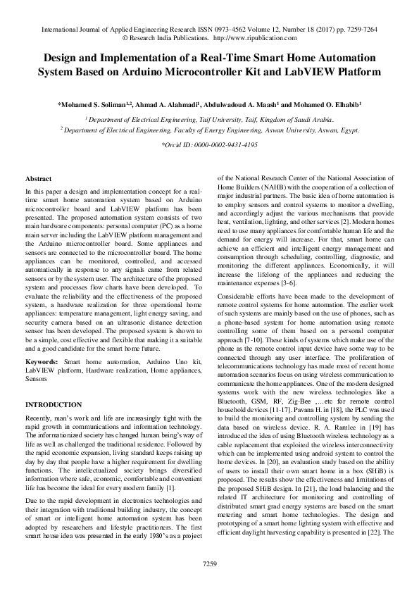(PDF) Design and Implementation of a Real-Time Smart Home Automation System Based on Arduino ...