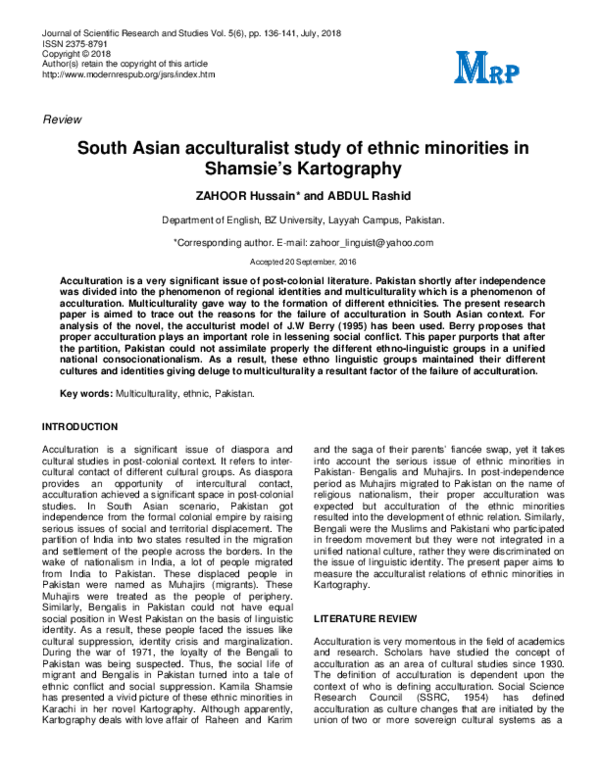 (PDF) South Asian acculturalist study of ethnic minorities in Shamsie's ...