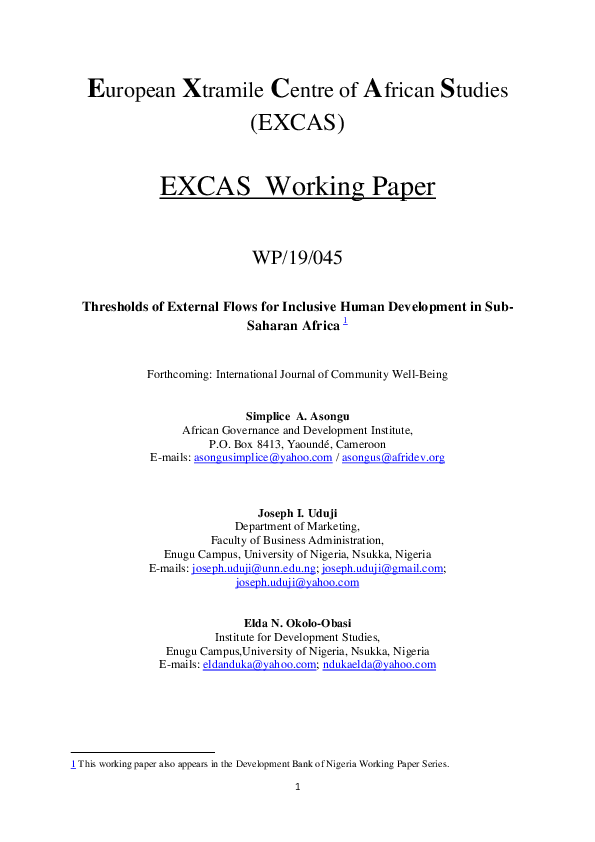Pdf Thresholds Of External Flows For Inclusive Human Development In