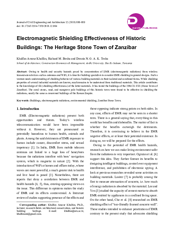 (PDF) Electromagnetic Shielding Effectiveness of Historic Buildings ...