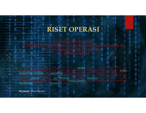 (PDF) RISET OPERASI