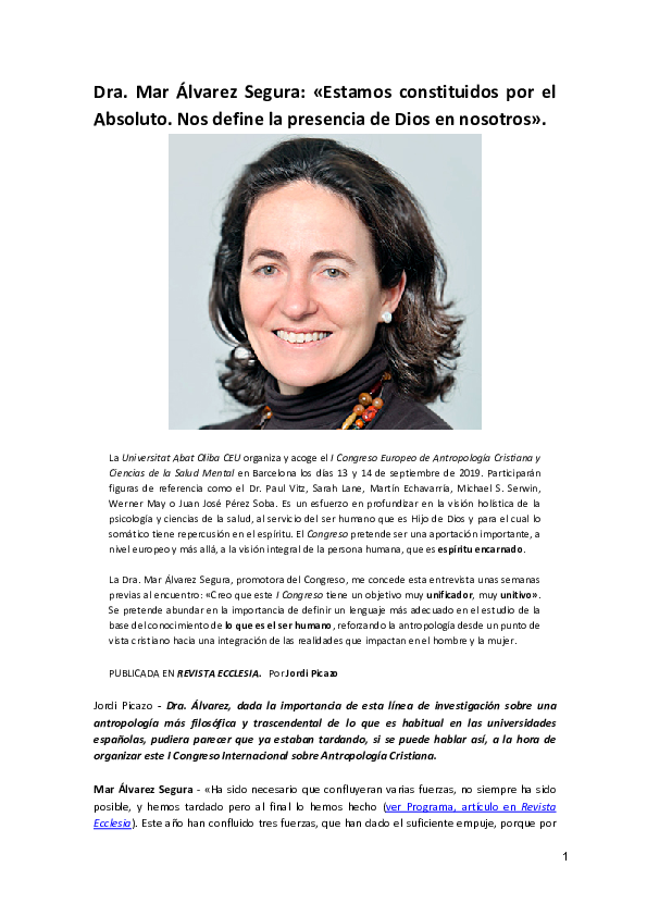 (PDF) Mi entrevista a la Dra. Mar Álvarez Segura: «Estamos constituidos ...