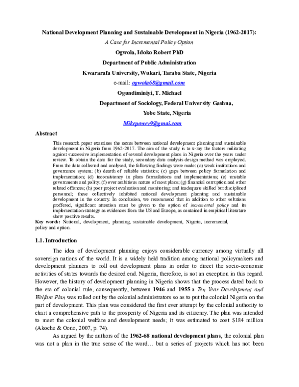 (DOC) National Development Planning and Sustainable Development in ...