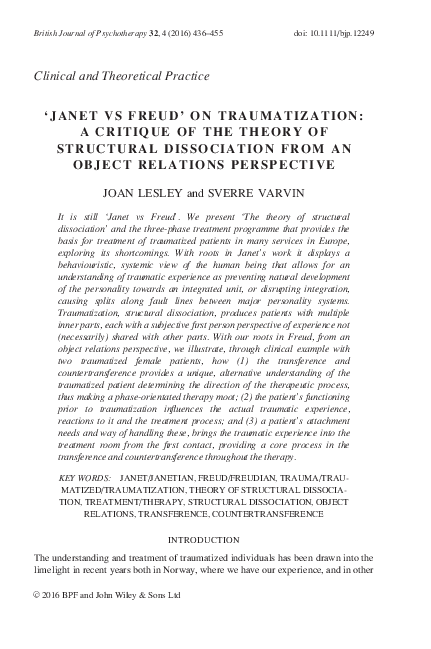 (PDF) Janet vs Freud Lesley & Varvin