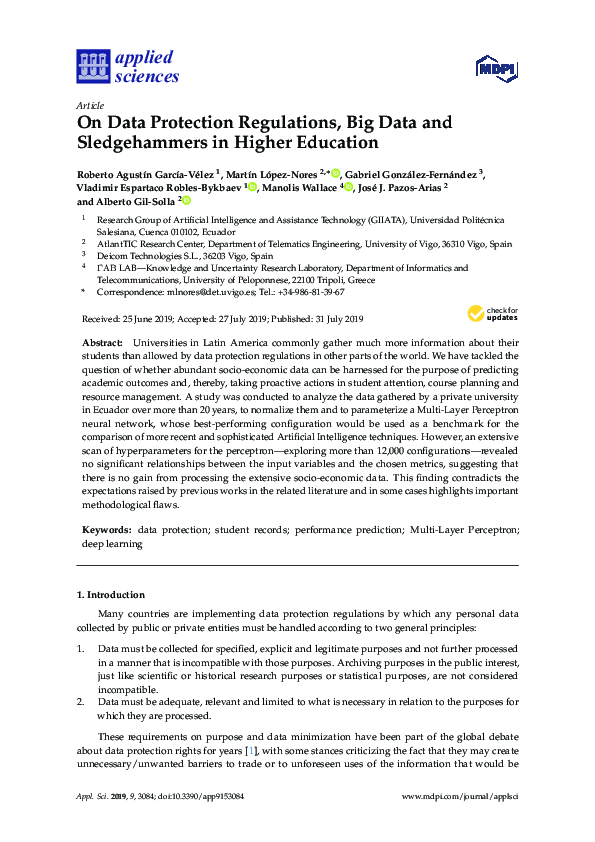 (PDF) On Data Protection Regulations, Big Data and Sledgehammers in ...