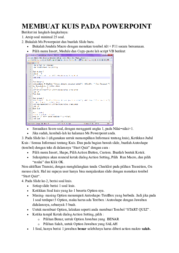 (DOC) MEMBUAT KUIS PADA POWERPOINT