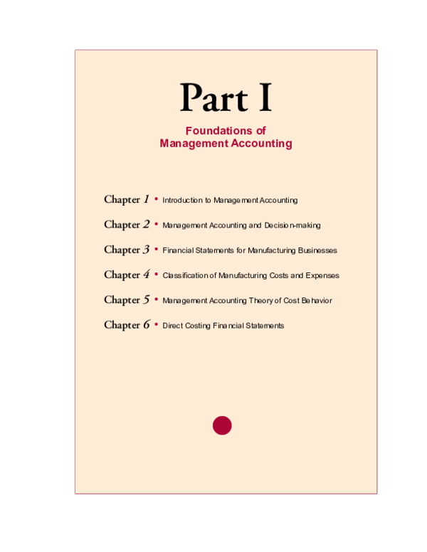 (PDF) Part I Foundations of Management Accounting