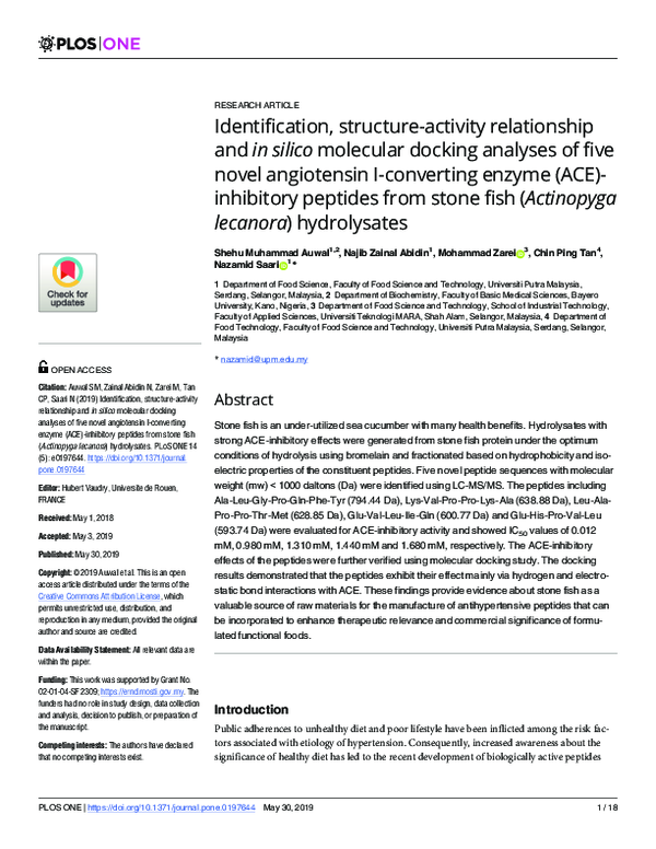 (PDF) Identification, structure-activity relationship and in silico molecular docking analyses ...