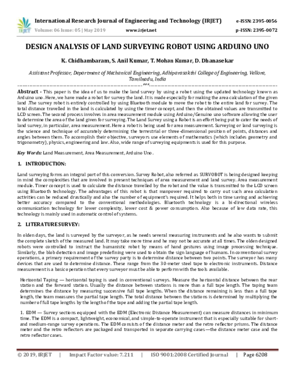 (PDF) IRJET- DESIGN ANALYSIS OF LAND SURVEYING ROBOT USING ARDUINO UNO