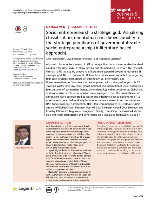 (PDF) Social entrepreneurship strategic grid: Visualizing ...