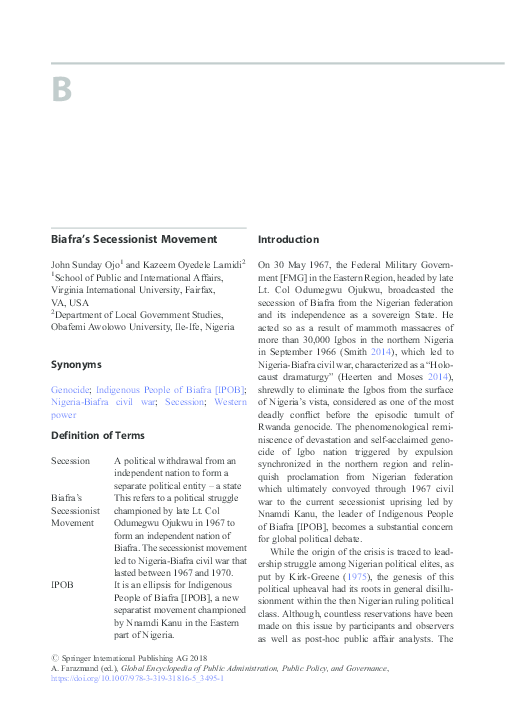 (PDF) Biafra’s Secessionist Movement