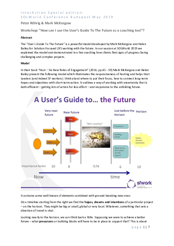 (PDF) Workshop: "How can I use the User's Guide To The Future as a ...