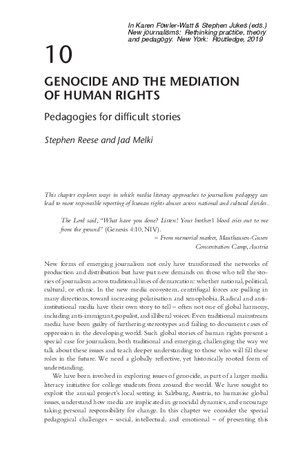 (PDF) GENOCIDE AND THE MEDIATION OF HUMAN RIGHTS Pedagogies for ...