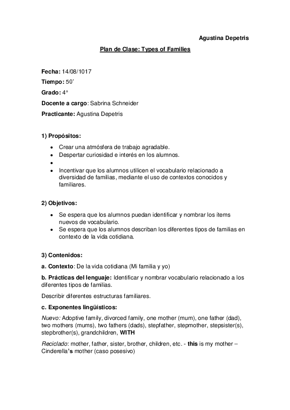 (DOC) Plan de clase Family