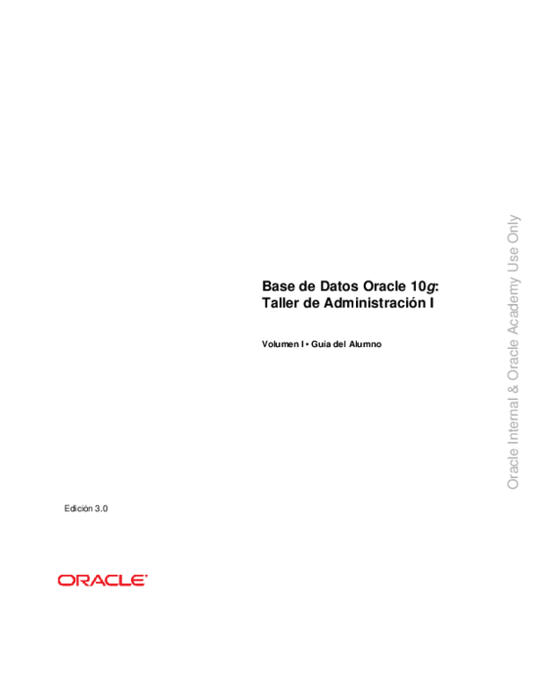 (PDF) Base de Datos Oracle 10g: Taller de Administración I