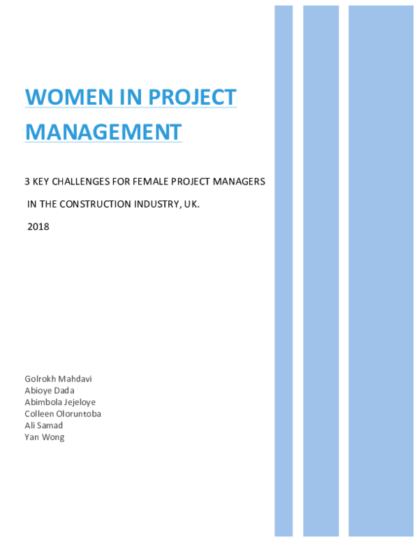 (PDF) WOMEN IN PROJECT MANAGEMENT 3 KEY CHALLENGES FOR FEMALE PROJECT ...