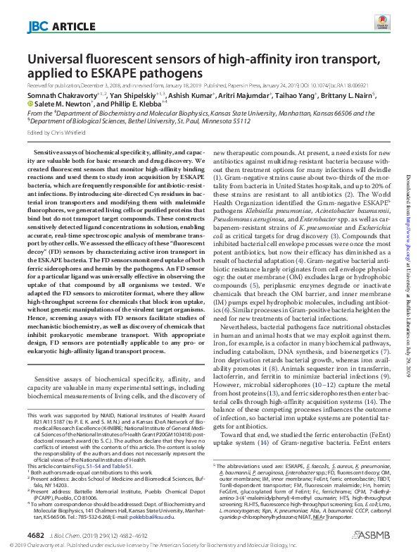 (PDF) Universal fluorescent sensors of high-affinity iron transport ...