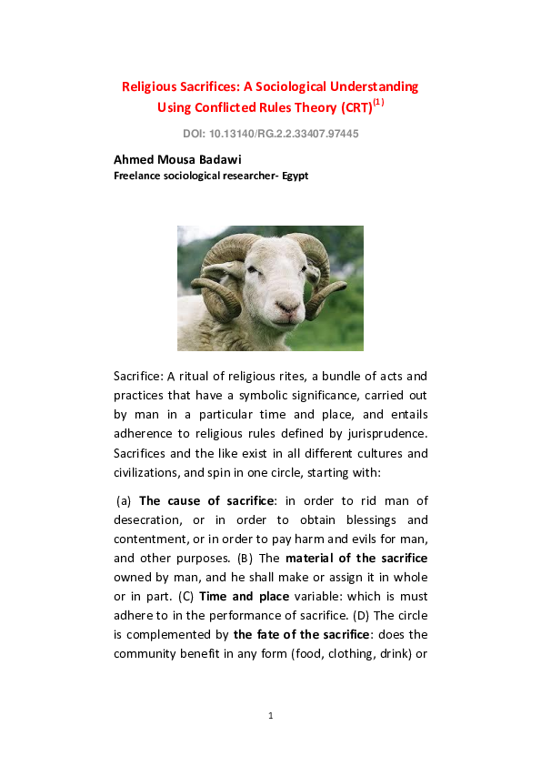(PDF) Religious Sacrifices: A Sociological Understanding Using ...