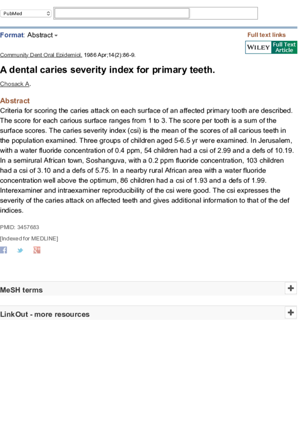 (PDF) A dental caries severity index for primary teeth