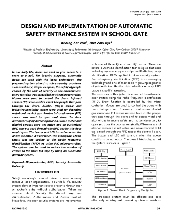 (PDF) DESIGN AND IMPLEMENTATION OF AUTOMATIC SAFETY ENTRANCE SYSTEM IN ...