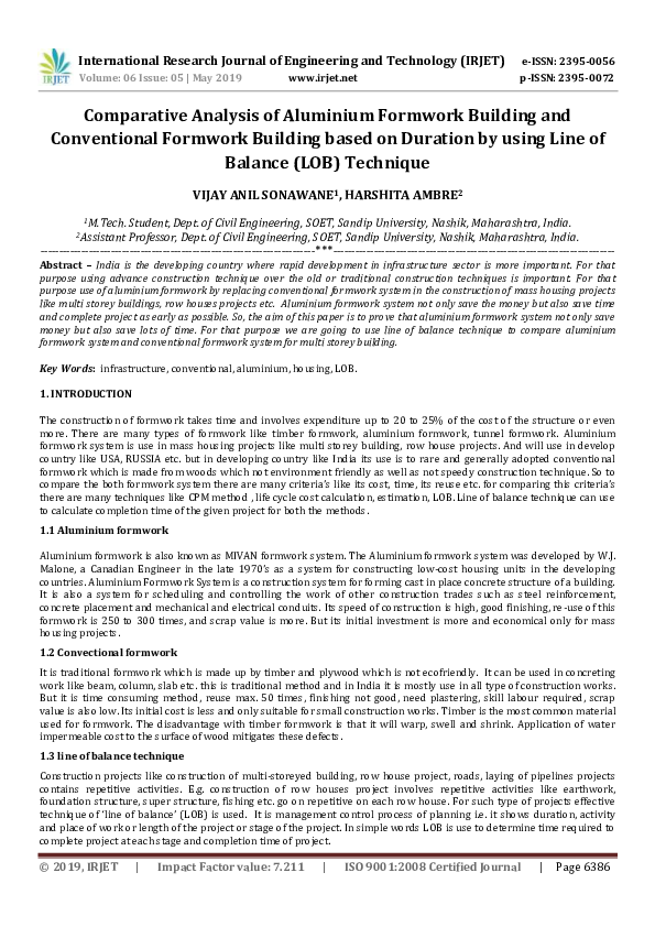 (PDF) IRJET- Comparative Analysis of Aluminium Formwork Building and ...