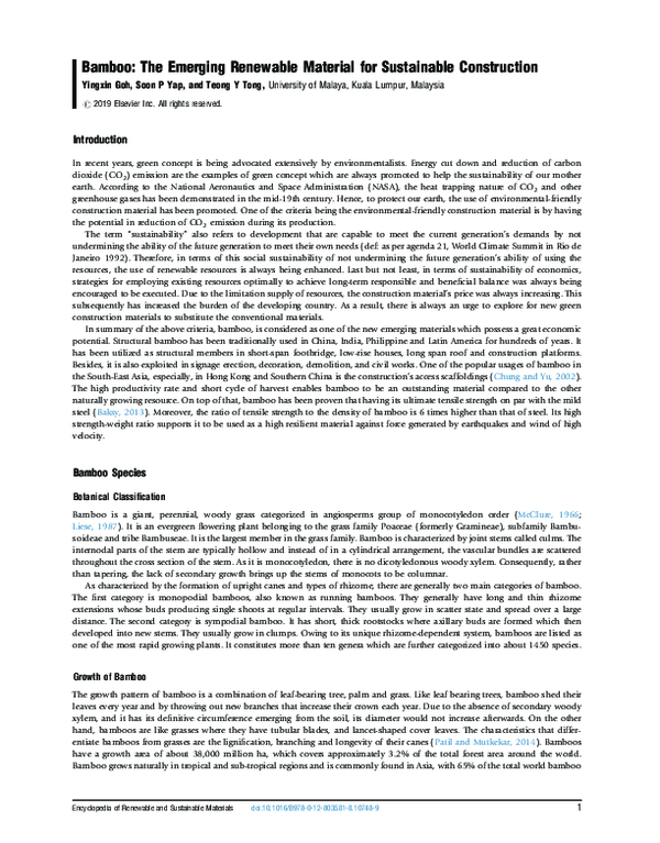 (PDF) Bamboo: The Emerging Renewable Material for Sustainable Construction