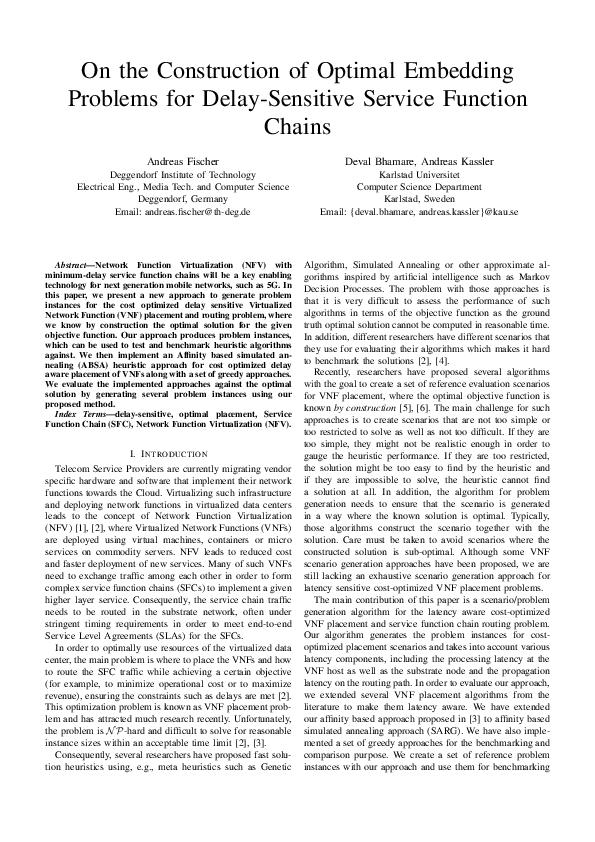 (PDF) On the Construction of Optimal Embedding Problems for Delay-Sensitive Service Function Chains