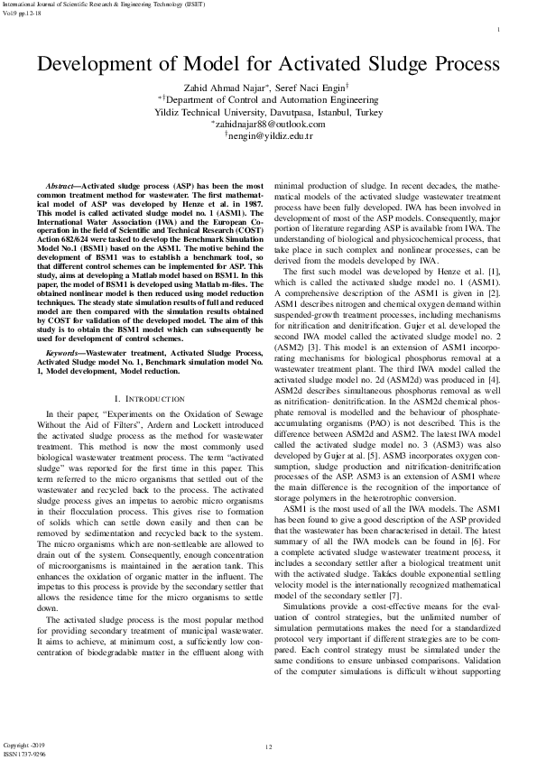 (PDF) Development of Model for Activated Sludge Process