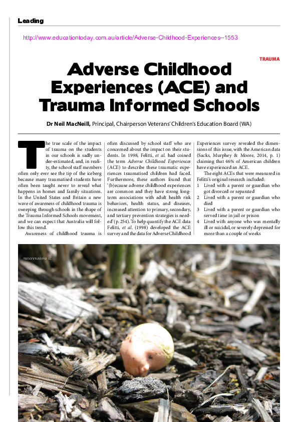 (PDF) 2019: Adverse Childhood Experiences (ACEs) and Trauma Informed ...