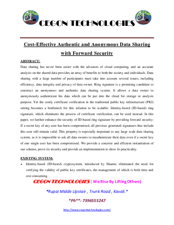 (PDF) CEGON TECHNOLOGIES CEGON TECHNOLOGIES ( We Rise By Lifting Others) Cost-Effective ...