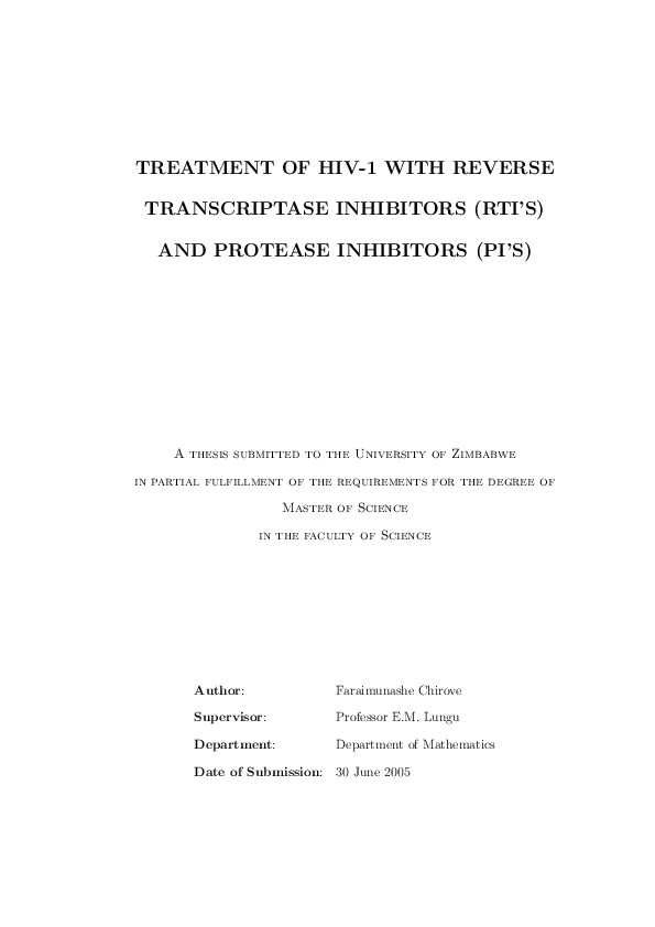 (PDF) Treatment of HIV-1 with Reverse Transcriptase Inhibitors ( RTI's ...
