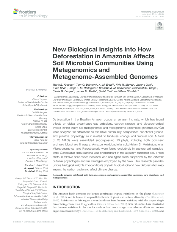 (PDF) Citation: New Biological Insights Into How Deforestation in Amazonia Affects Soil ...