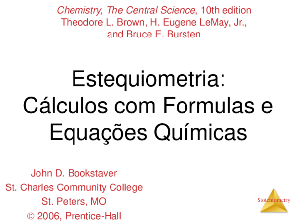 (PDF) Estequiometria: Cálculos com Formulas e Equações Químicas