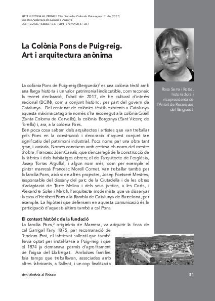 (PDF) La Colònia Pons de Puig-reig. Art i arquitectura anonima