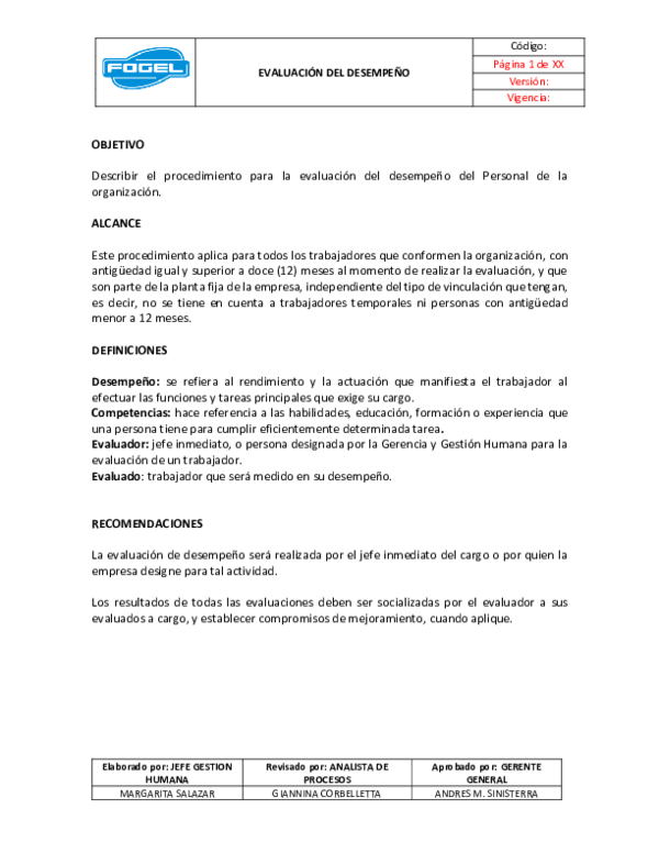 (DOC) AA. PROCEDIMIENTO EVALUACION DE DESEMPEÑO