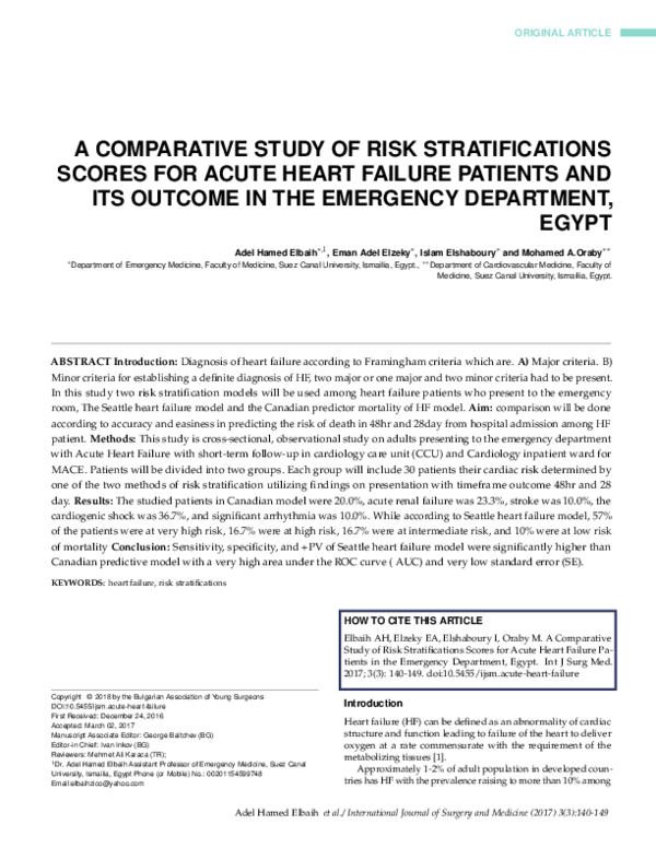(PDF) A COMPARATIVE STUDY OF RISK STRATIFICATIONS SCORES FOR ACUTE ...