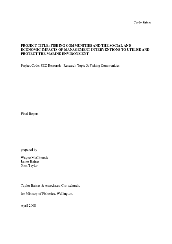 (PDF) FISHING COMMUNITIES AND THE SOCIAL AND ECONOMIC IMPACTS OF ...