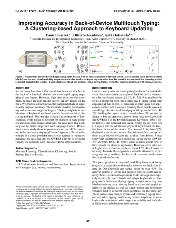 (PDF) Improving accuracy in back-of-device multitouch typing: a clustering-based approach to ...