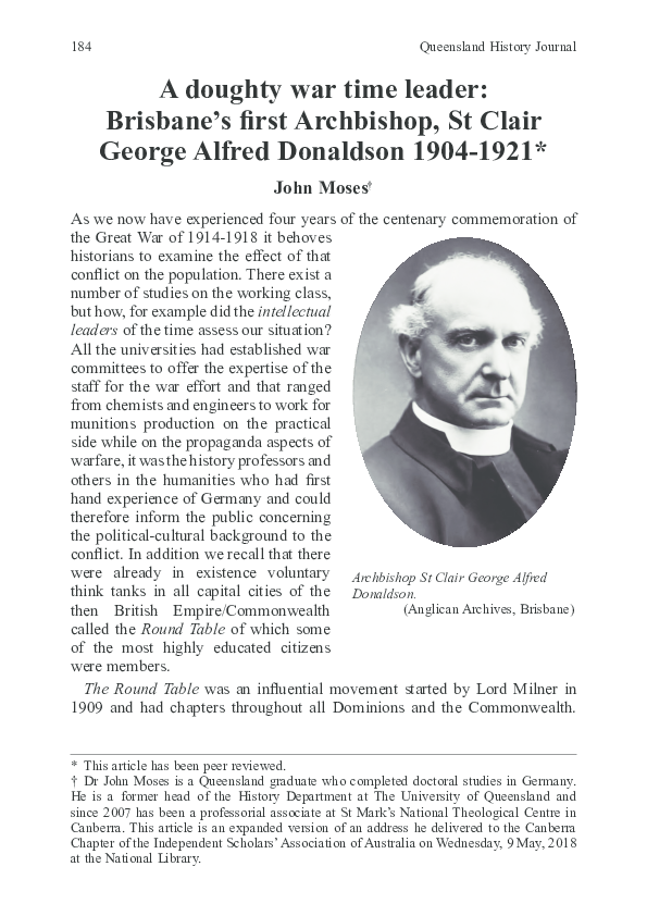 (PDF) Doughty War Time Leader: Brisbane’s First Archbishop, St Clair ...