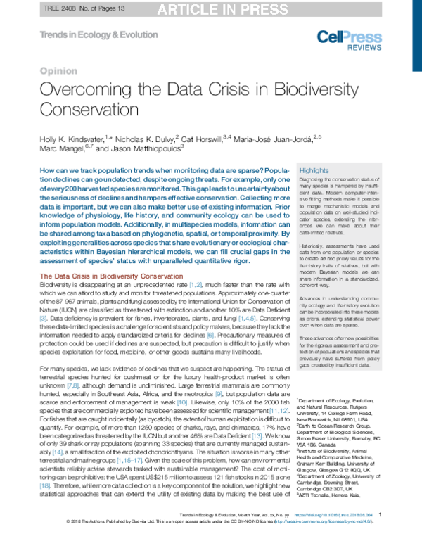 (PDF) Overcoming the Data Crisis in Biodiversity Conservation