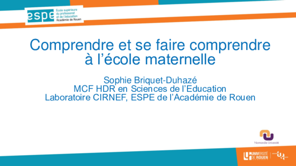 (PDF) BRIQUET-DUHAZÉ S. (2018). Conférence « Comprendre et se faire comprendre à l’école ...