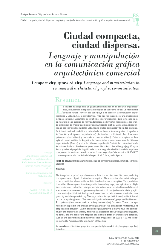 (PDF) Ciudad compacta, ciudad dispersa