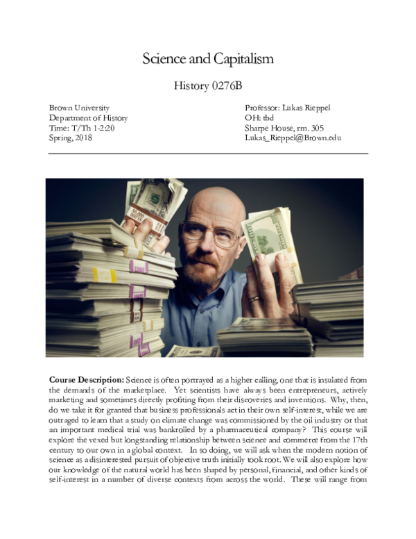 (PDF) Science and Capitalism Syllabus