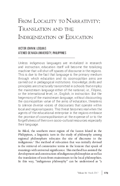 (PDF) From Locality to Narrativity: Translation and the Indigenization ...